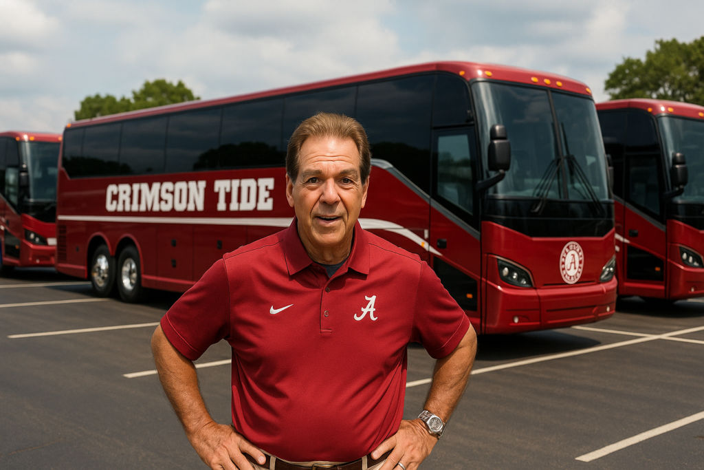 Nick Saban surprises the Crimson Tide with a fleet of brand-new buses ...